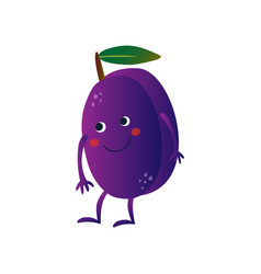 Cartoon plum fruit character Royalty Free Vector Image