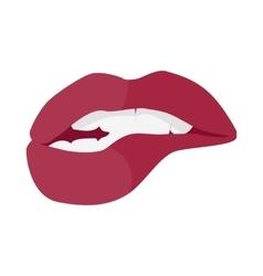 Slightly ajar mouth with bright red glossy lips Vector Image