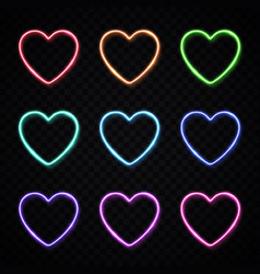 Colorful neon light frames set on dark background Vector Image