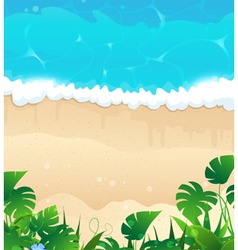 Tropical beach with parasol and palm trees Vector Image