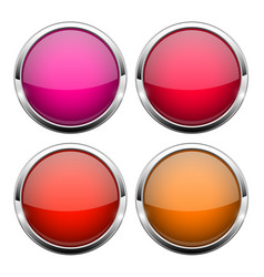 Red glass button shiny round 3d web icon Vector Image