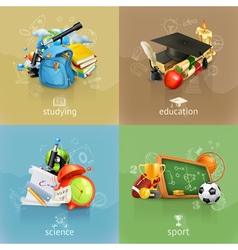 School and education 3d icon set Royalty Free Vector Image