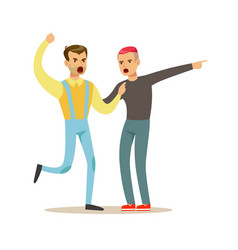 Cartoon two angry men arguing or fighting Vector Image