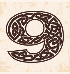 Numeral with celtic ornament Royalty Free Vector Image