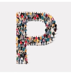 Group people letter form Royalty Free Vector Image