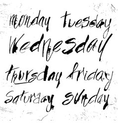 Days of a week hand written lettering Royalty Free Vector