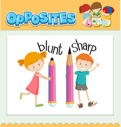 Opposite adjectives with blunt and sharp Vector Image