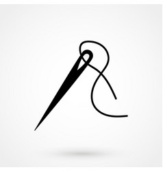 Black needle icon with thread for sew Royalty Free Vector