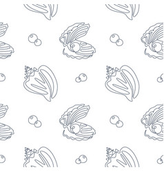 Open pearl shell continuous one line drawing Vector Image