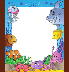 Frame with underwater animals 1 Royalty Free Vector Image