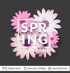 Spring season flowers and sale text Royalty Free Vector