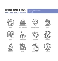 Education and learning thin line icons set Vector Image