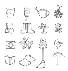 Hot spring objects icons set Royalty Free Vector Image