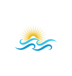 Sun and water waves design elements Royalty Free Vector