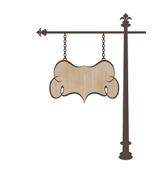 Wooden sign board with rope hanging on a nail Vector Image