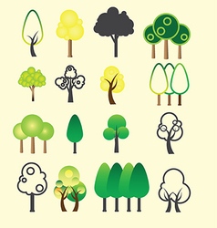 Set color trees line style Royalty Free Vector Image