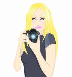 Pretty girl with camera vector by gurza - Image #752609 - VectorStock