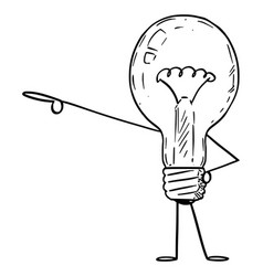 Person looking at shining light bulb in his hand Vector Image