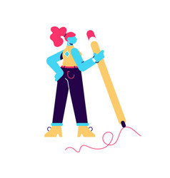 Girl with pencil Royalty Free Vector Image - VectorStock