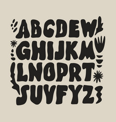 Hippie bohemian groovy postmodern funky font Vector Image