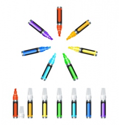 Colorful pen marker and watercolor palette tools Vector Image