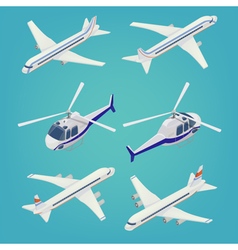 Aircraft isometric warplanes and helicopter Vector Image