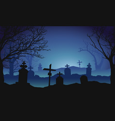 Purple cemetery halloween background banner Vector Image