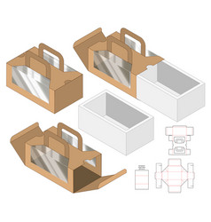 Hexagon box packaging die cut template design 3d Vector Image