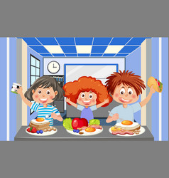 Children having breakfast on the table Royalty Free Vector