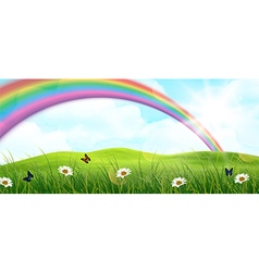 Rainbow landscape background Royalty Free Vector Image