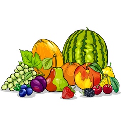 Fruits and vegetables group cartoon Royalty Free Vector