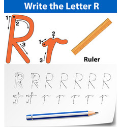 Letter r tracing alphabet worksheets Royalty Free Vector