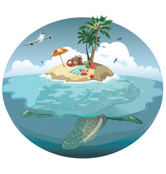 Cartoon island in the seashell Royalty Free Vector Image