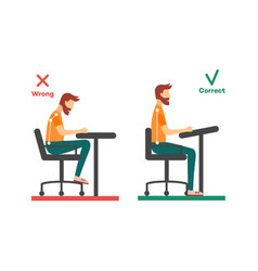 Ergonomics correct sitting posture Royalty Free Vector Image
