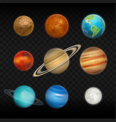 Planets icon set realistic style Royalty Free Vector Image