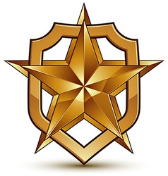 Heraldic golden symbol with stylized pentagonal Vector Image