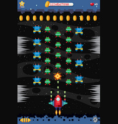 Rocket space game template Royalty Free Vector Image