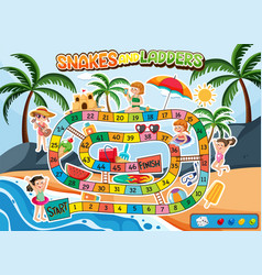 Summer beach board game template Royalty Free Vector Image