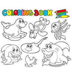 Coloring book octopus theme 1 Royalty Free Vector Image