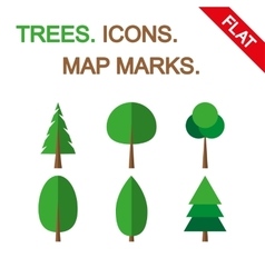 Cartoon bush and tree set trees bushes Royalty Free Vector