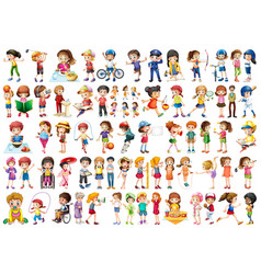 Diverse children set on white background Vector Image
