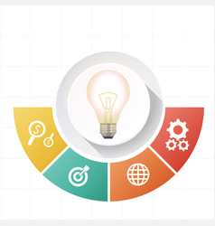 Infographic bulb circle design five template Vector Image