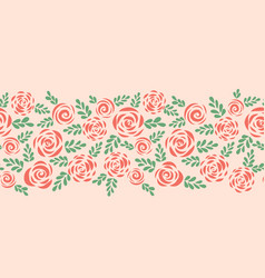 Elegant seamless border from roses and eucalyptus Vector Image