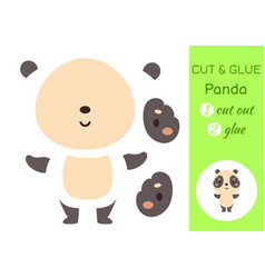 Cut and glue paper little red panda kids crafts Vector Image