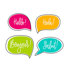 Hello word on english language in yellow speech Vector Image