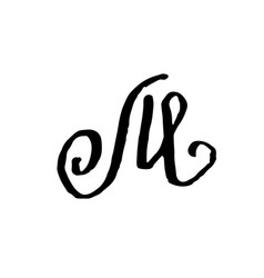 Hand painted letter m dry brush modern lettering Vector Image