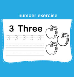 Number exercise with cartoon coloring book Vector Image