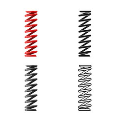 Metal springs spiral lines coil shapes isolated Vector Image