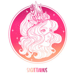 Zodiac sagittarius horoscope sign line art Vector Image