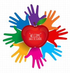 Welcome back to school with apple and color Vector Image